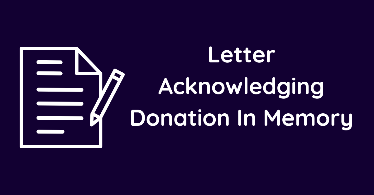 Letter Acknowledging Donation In Memory