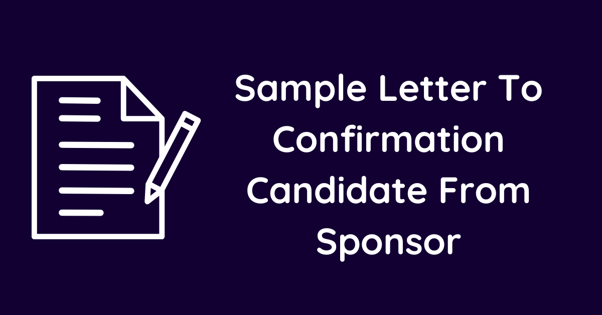 Sample Letter To Confirmation Candidate From Sponsor