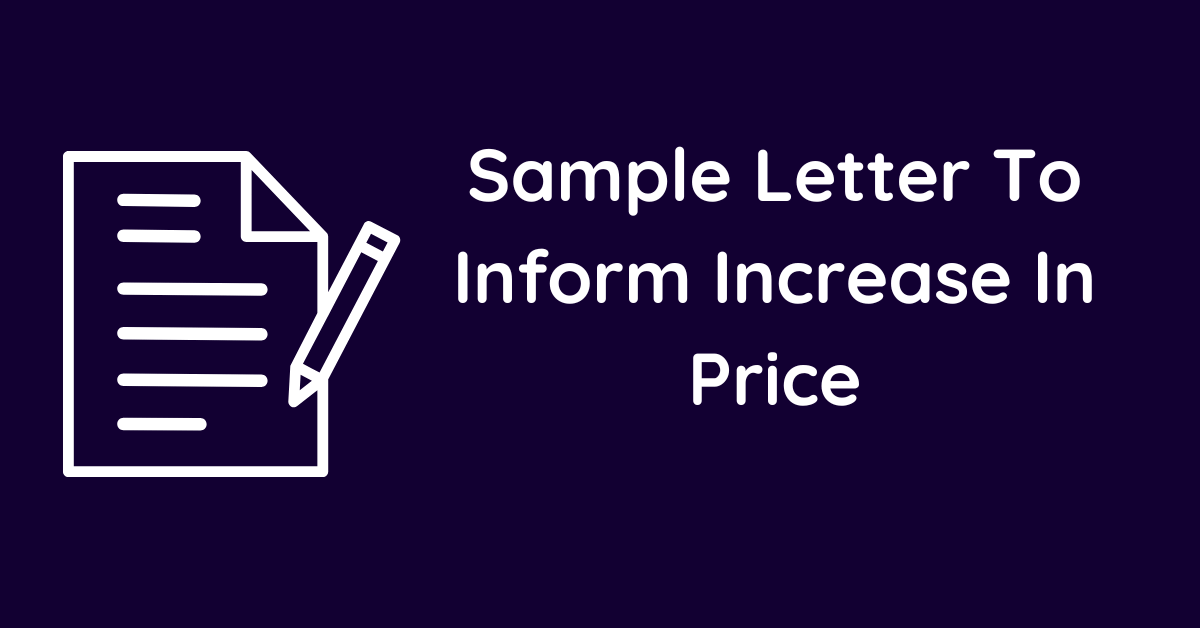 Sample Letter To Inform Increase In Price
